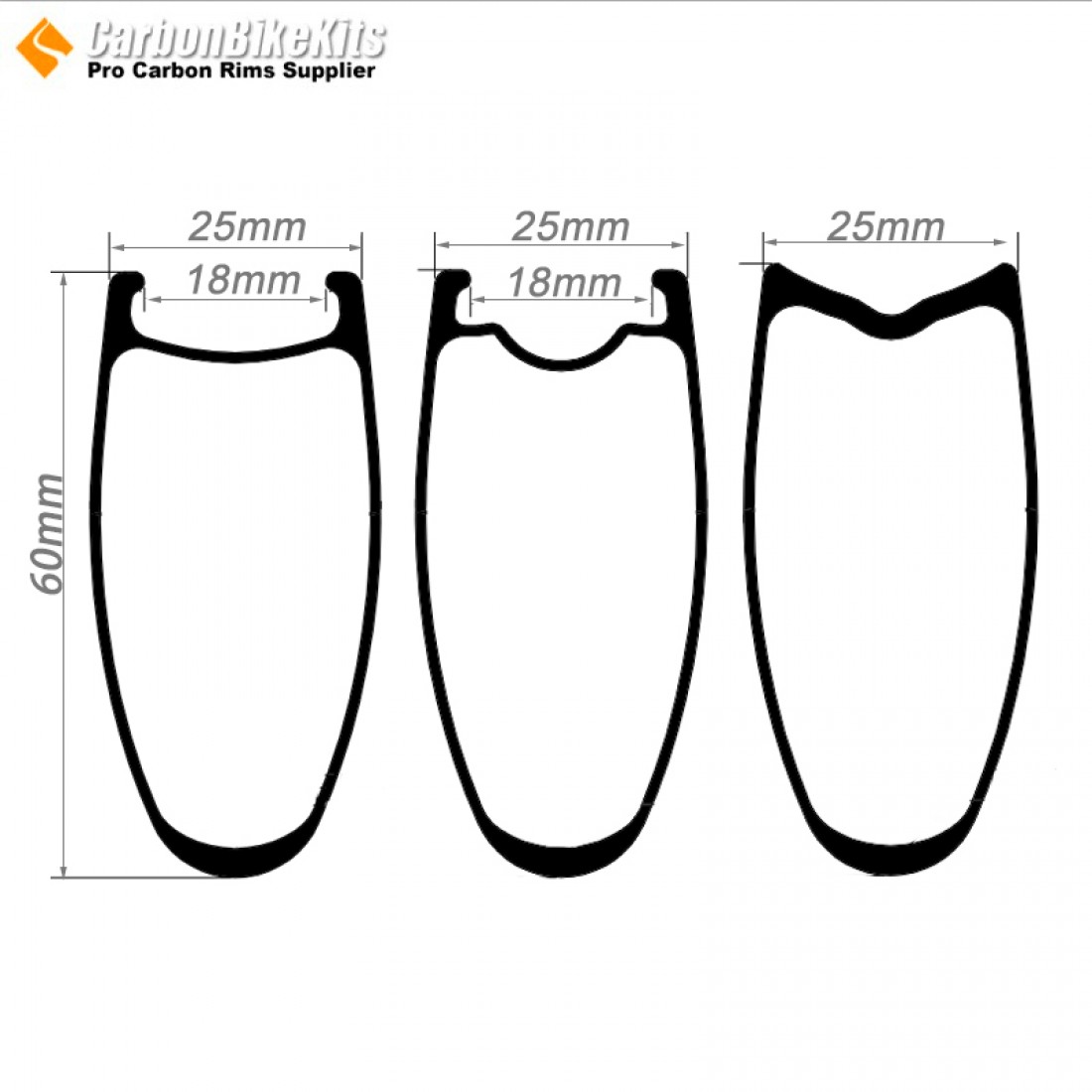 700C 60x25mm Clincher / Tubeless / Tubular Road Bike Rims