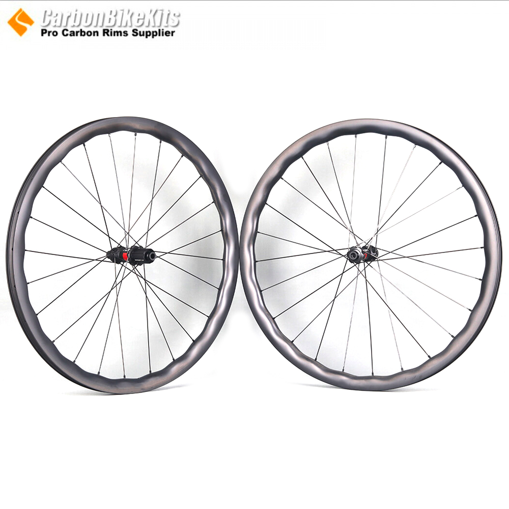 Wave Shape 700C 40x28mm Carbon Tubeless Hooked/Hookless/Tubular Road ...