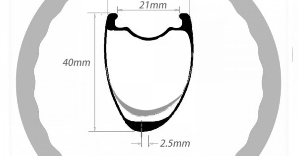 375±15g Ultralight Wave Shape Asymmetric 700C 40x28mm Carbon Tubeless ...