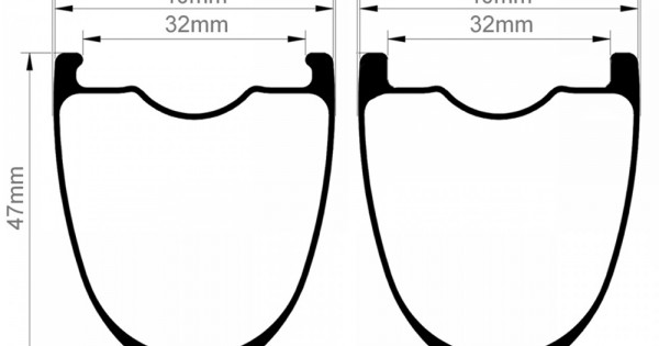 700C 47x40mm Symmetric Carbon Tubeless Gravel / CX Wheels Rim
