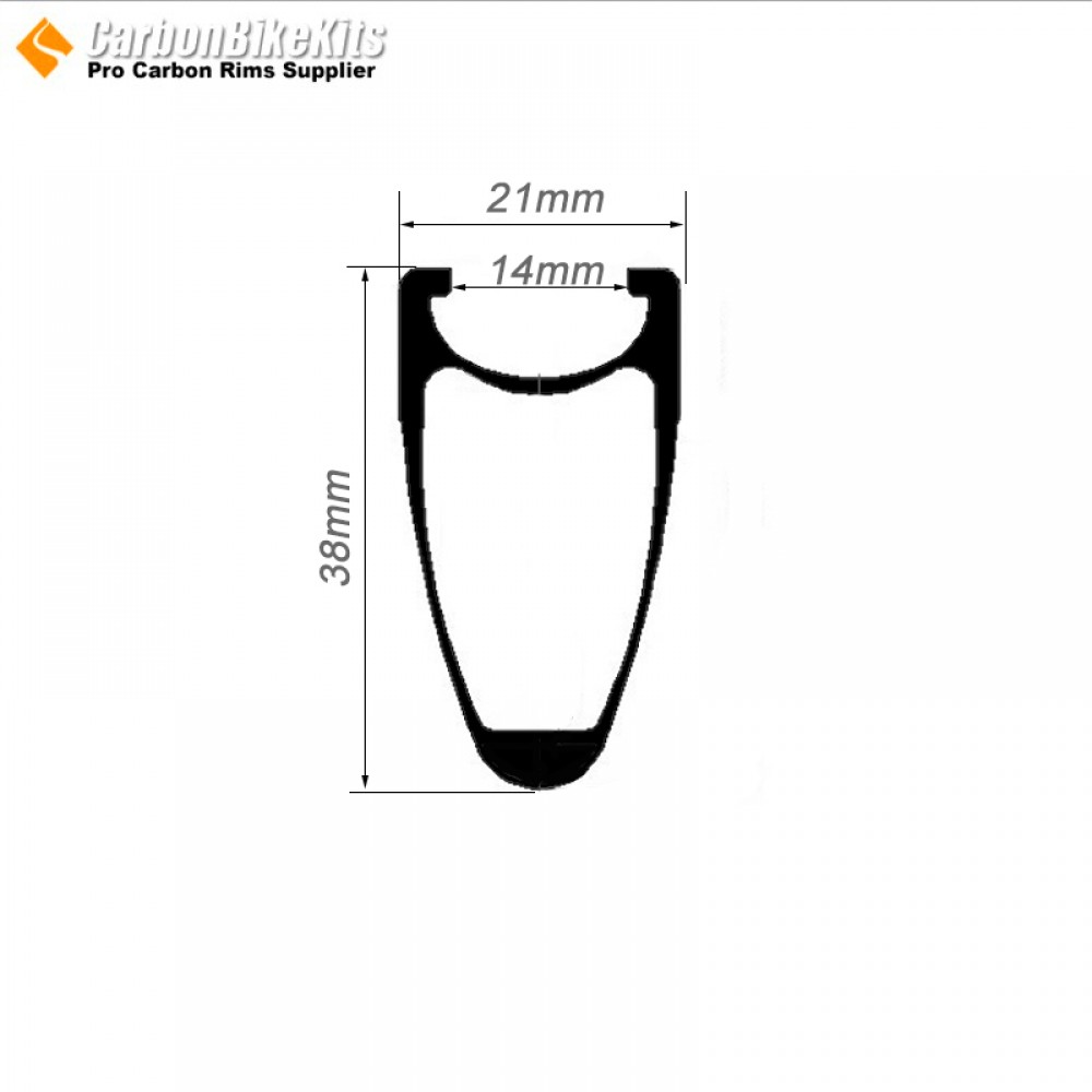 650C 38x21mm Clincher Carbon Road Bike Rims