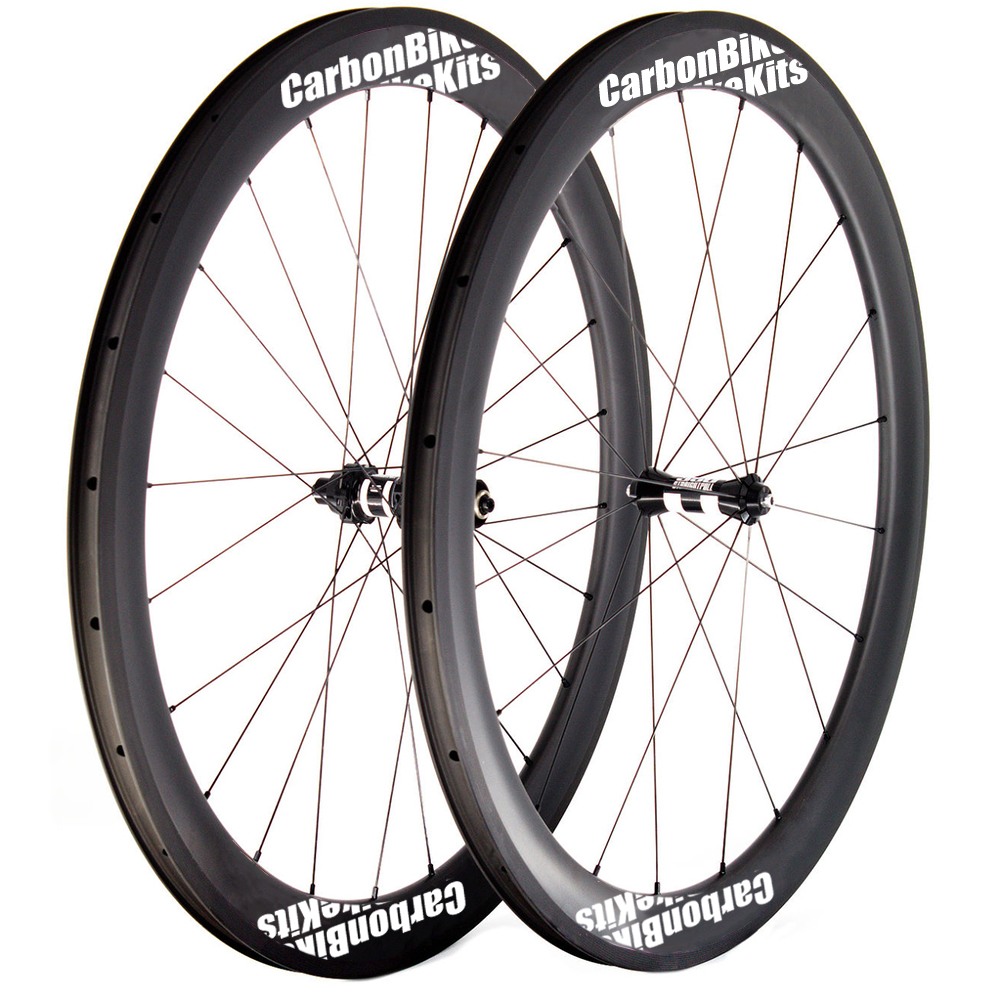 700C 50x26mm Tubeless Hookless / Tubular Road Bicycle Carbon Wheels DT ...
