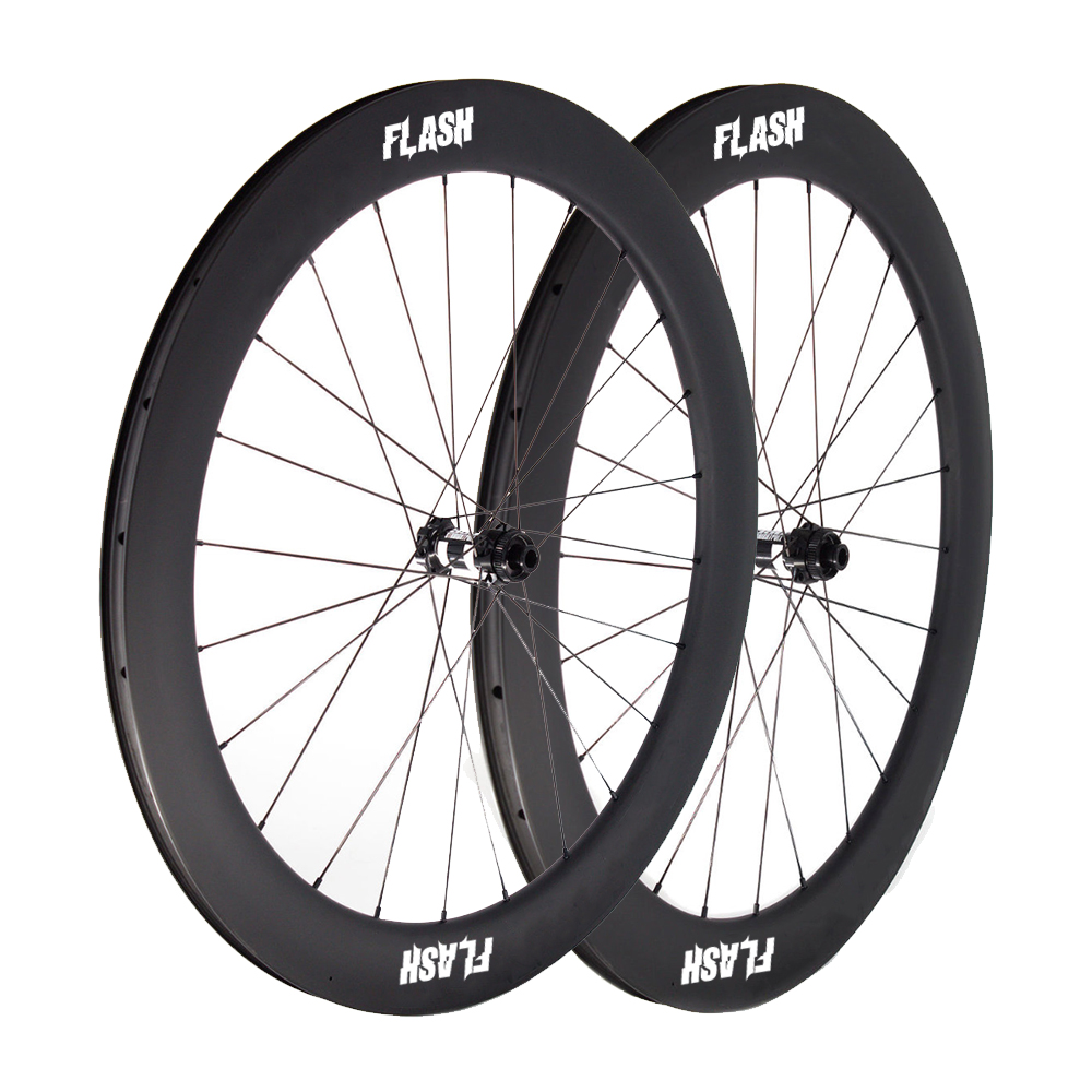 700C 60x26mm Tubeless Hookless / Tubular Road Bicycle Carbon Wheels DT ...