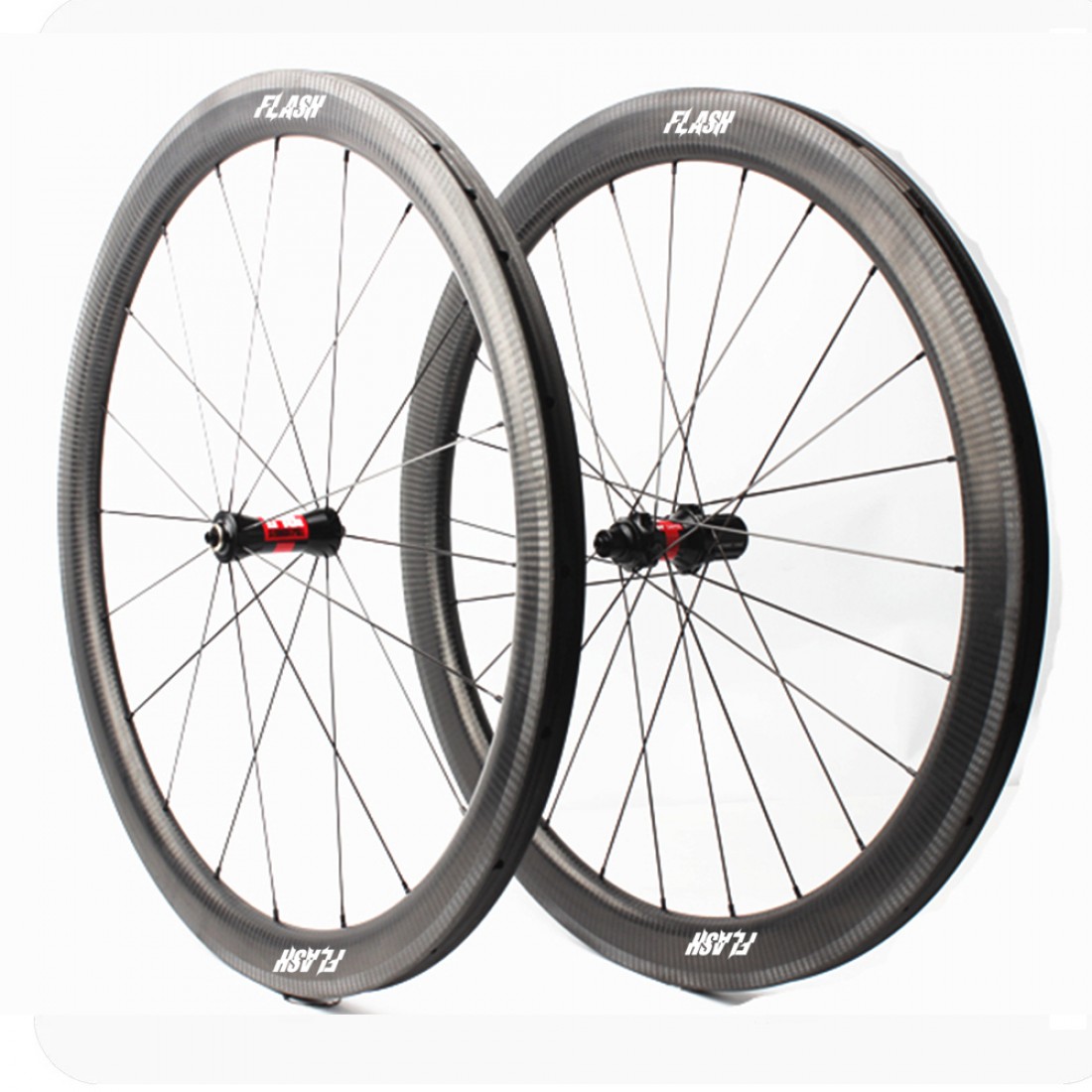 700C 50x26mm Tubeless Hookless / Tubular Road Bicycle Carbon Wheels DT ...