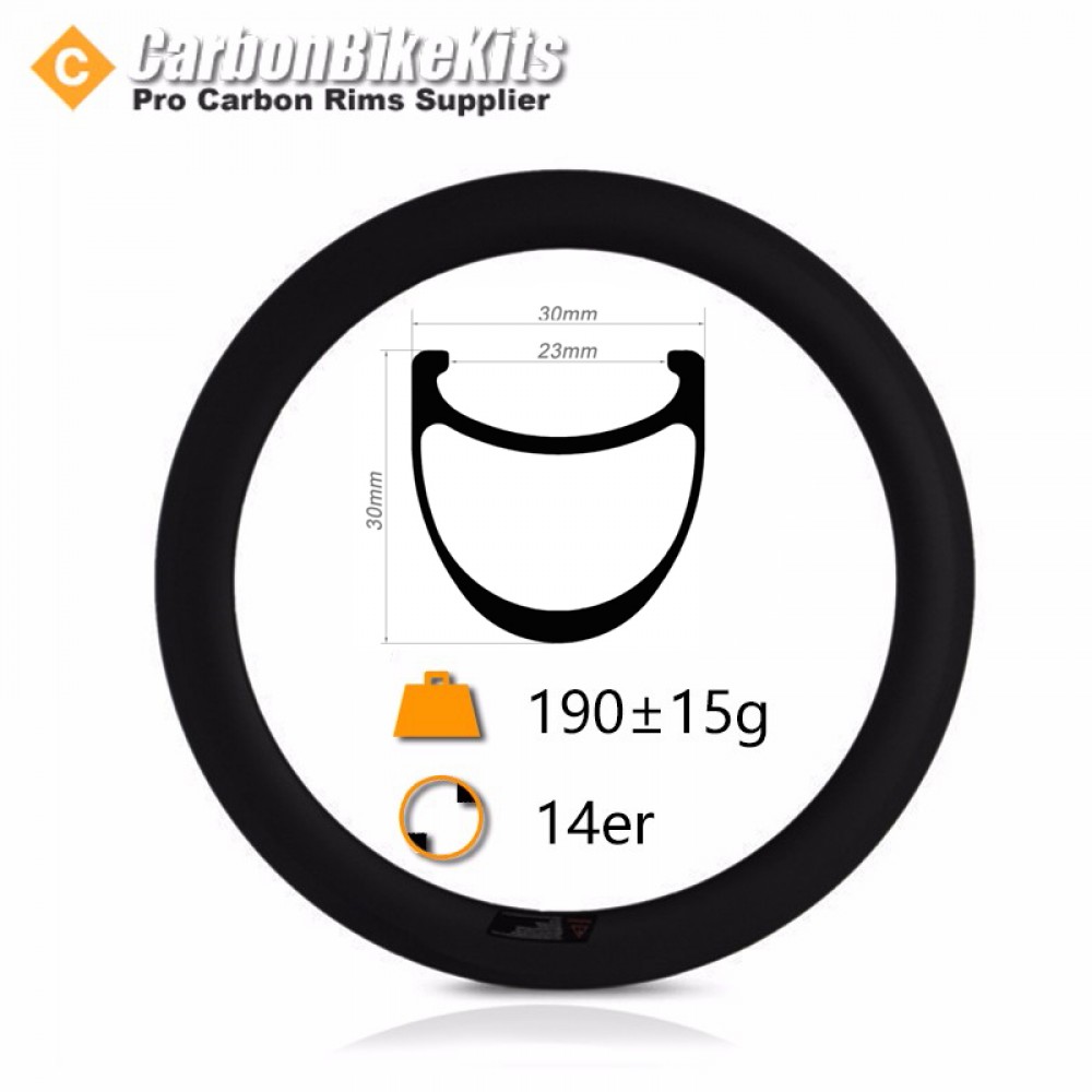 14 Inch 30x30mm Clincher Carbon Rim