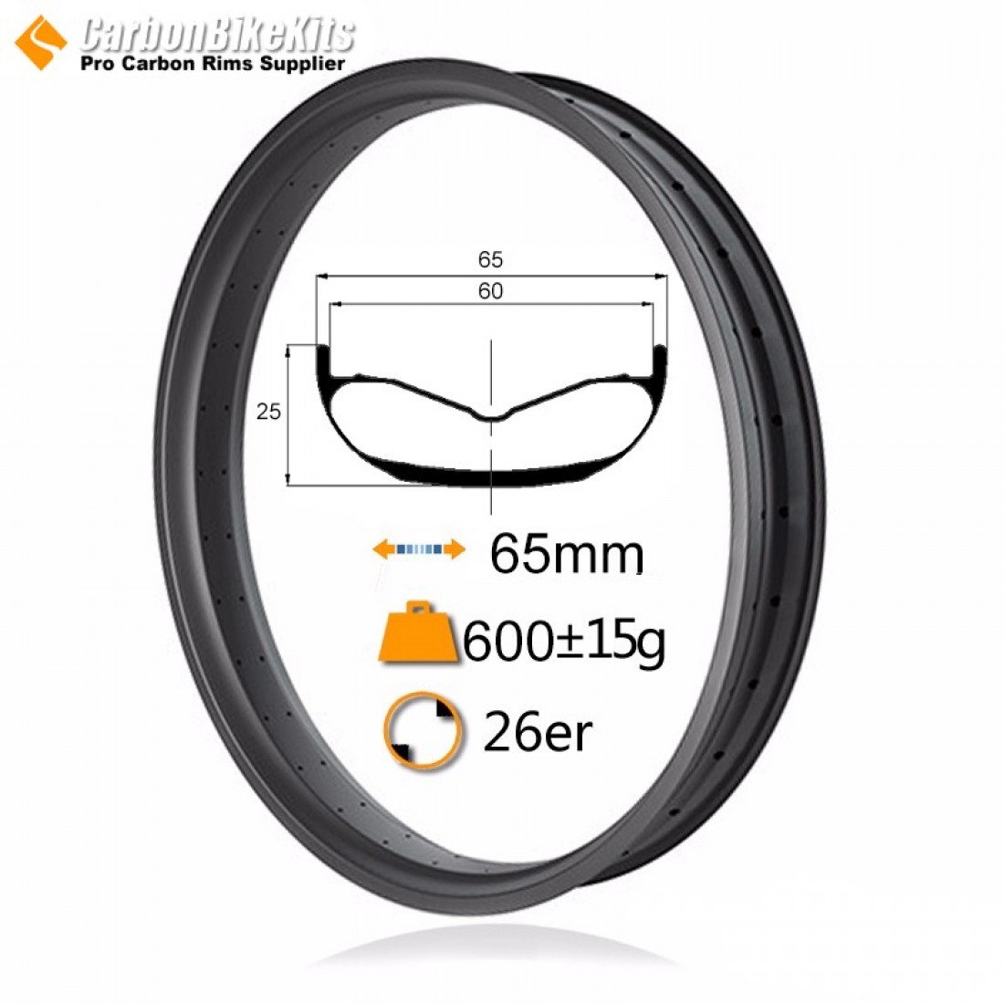 65mm width Carbon Fat Bike Rim