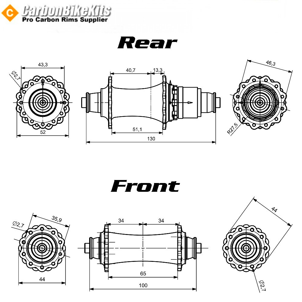 Road Bicycle Straight Pull Rim Brake Star-Ratchets Hub