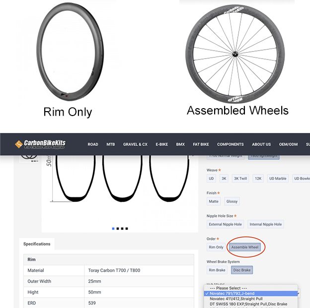 700C 55x28mm Carbon Tubeless Hooked/Hookless Road Bike Rim